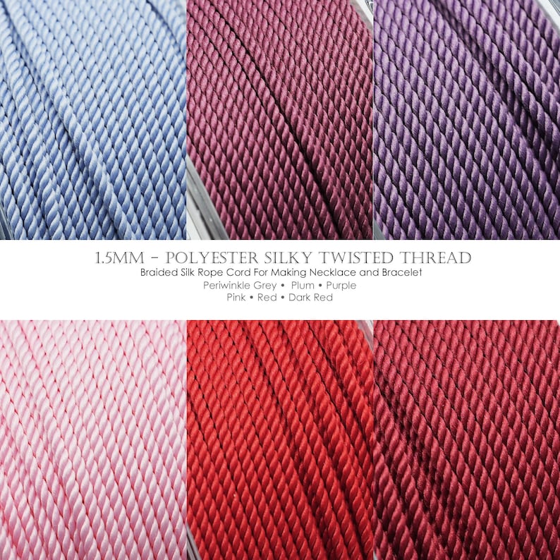 1M- Braided Silk Rope Cord for Making Necklace and Bracelet, 1.5mm ...