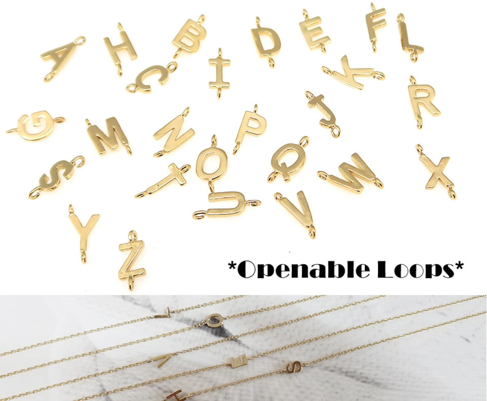 Open Loops// NP-2123, Nickel Free Gold, Tiny Sideways Initial ...