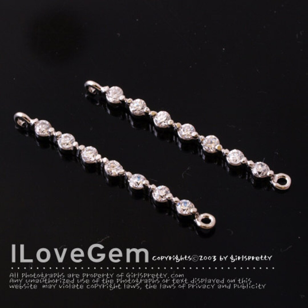 2pcs, NP-104, Rhodium Plated, 7 CZ Connectors, Cubic Connectors, Cubic ...
