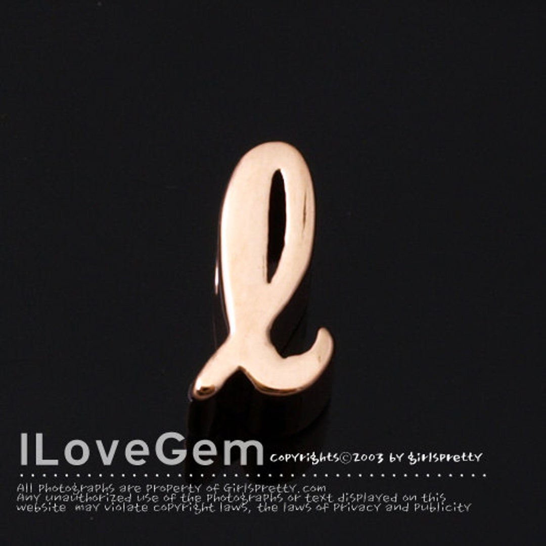 NP-1616 Rose Gold Plated, Cursive Alphabet, Lower Case, Pendant, L(l ...