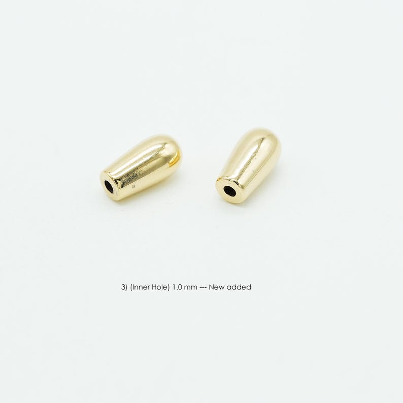 Teardrop Shaped Cord End Caps, NP-2803, Gold Plated Brass, Inner Hole ...