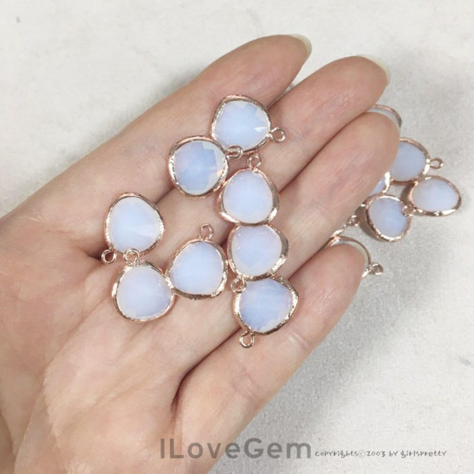 P1750 Rose Gold Plated White Opal Opalite Glass 12.5mm - Etsy