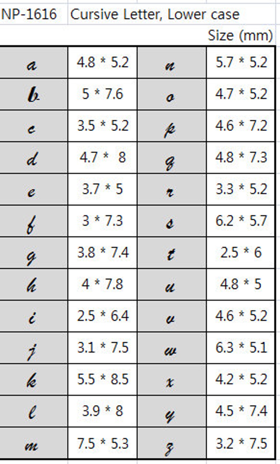 NP-1616-GO Gold Plated Cursive Alphabet Lower Case | Etsy