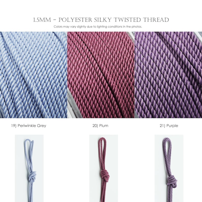 1M- Braided Silk Rope Cord for Making Necklace and Bracelet, 1.5mm ...