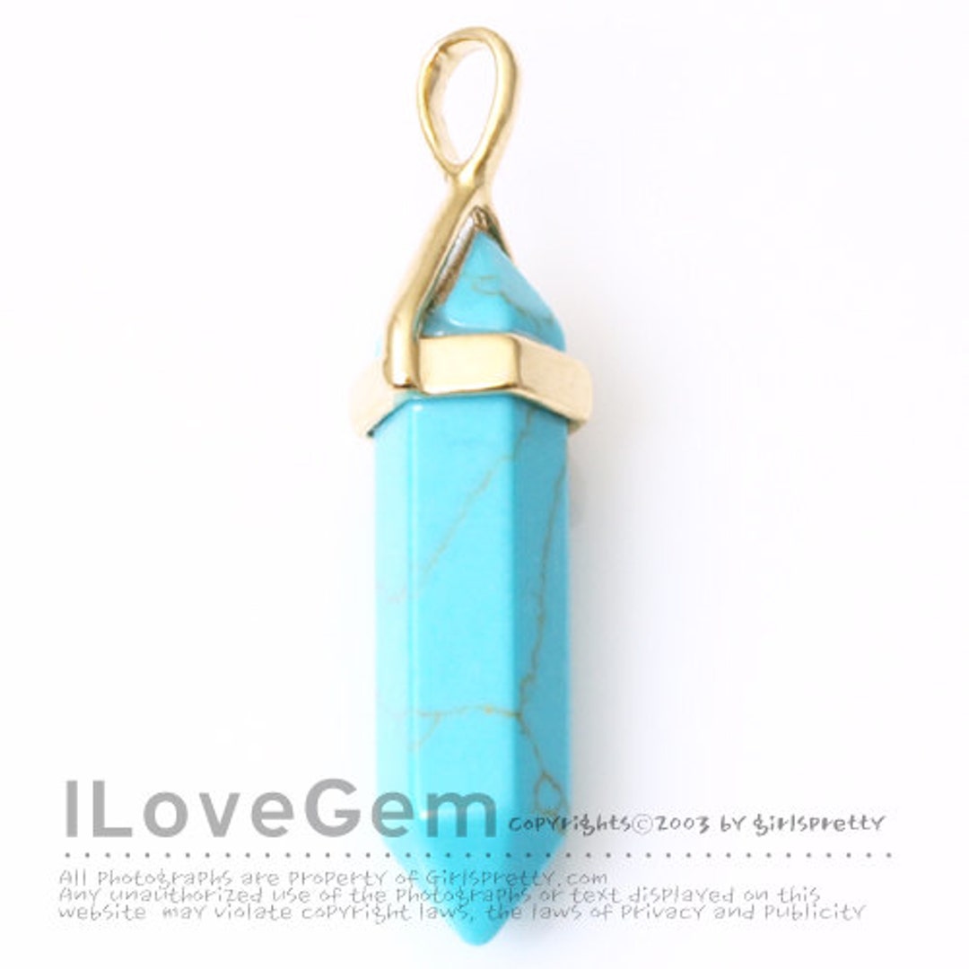 P7546 Gold Plated, Blue Howlite, 7x38mm, Point Pendant, 1pc - Etsy