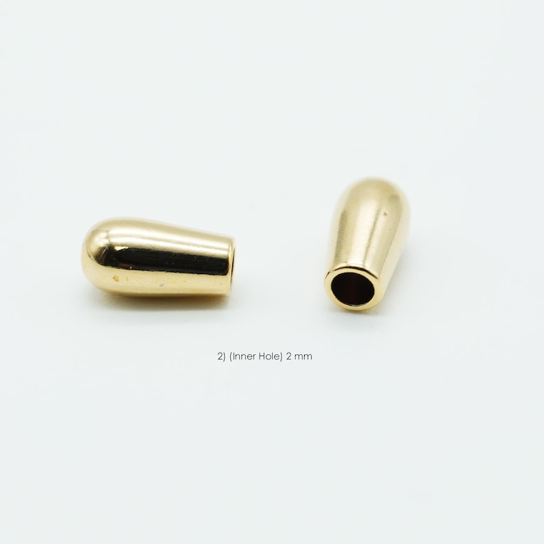 Teardrop Shaped Cord End Caps, NP-2803, Gold Plated Brass, Inner Hole ...