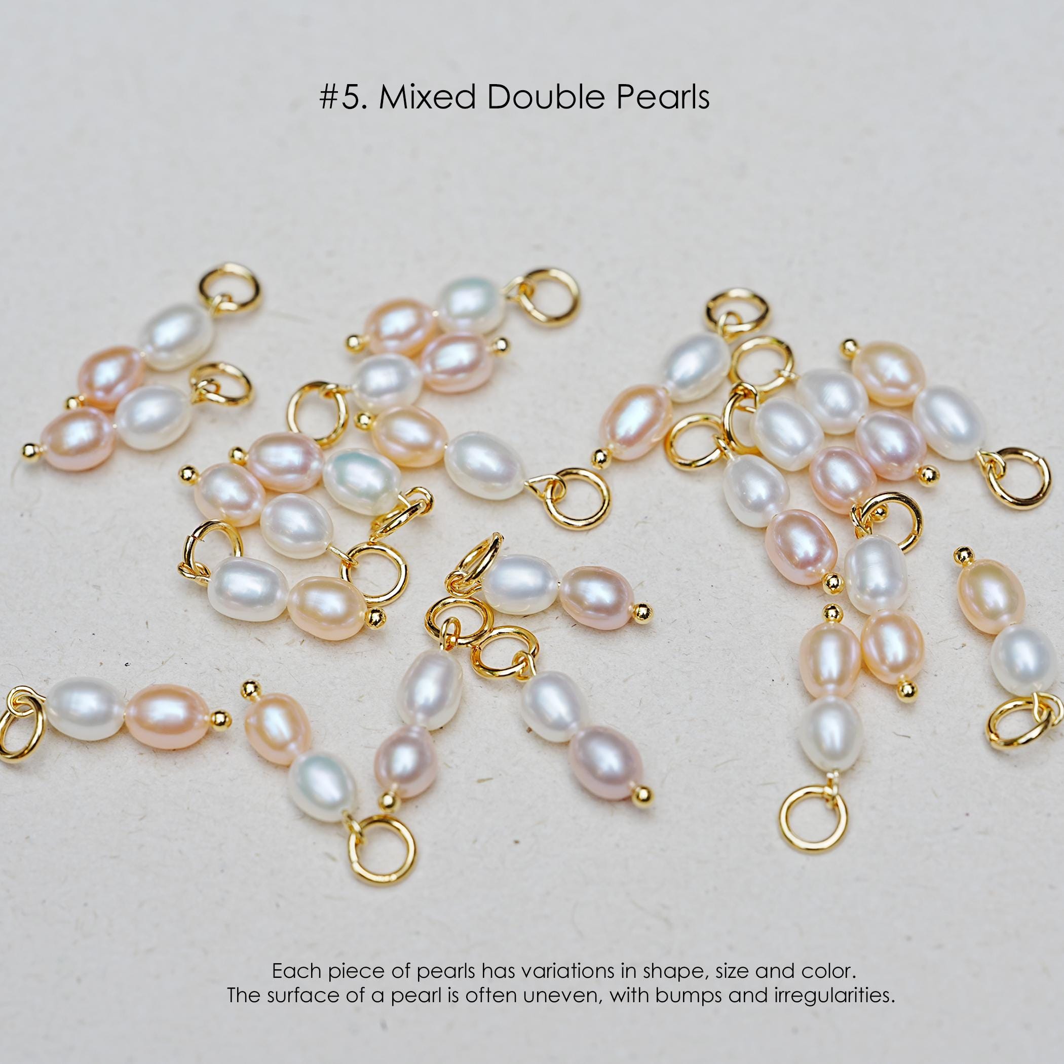 2PCS- Small Irregular Oval Freshwater Pearl Charm, Pearl 2618, 4.5~5mm ...