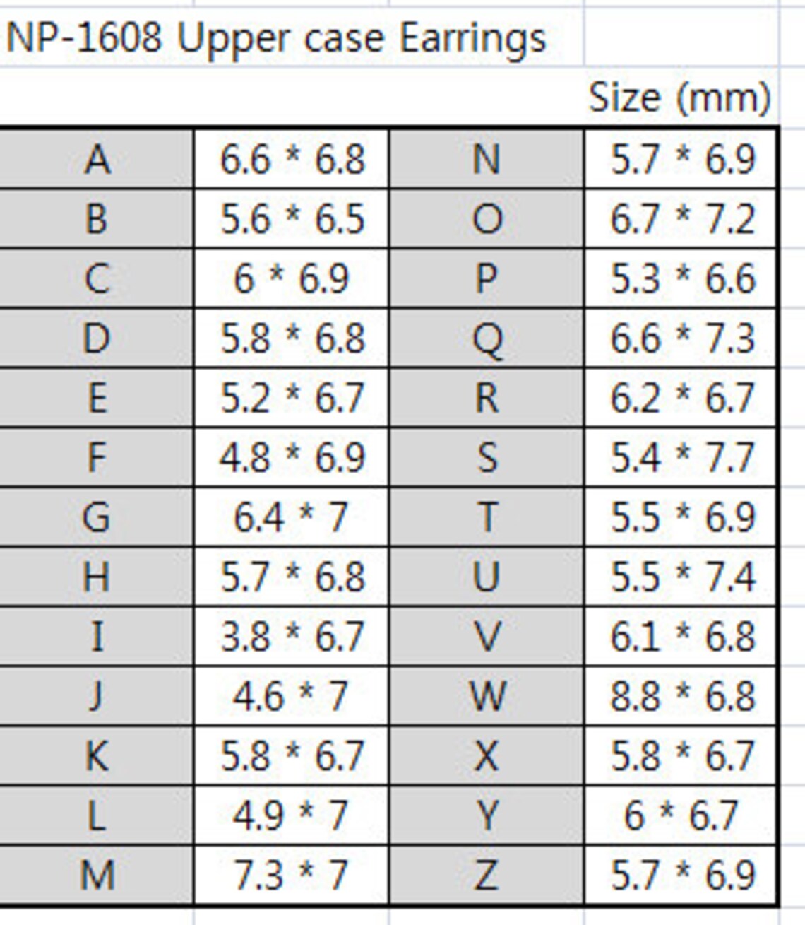 2pcs I NP-1608 Matt Rhodium Plated Alphabet Upper Case - Etsy