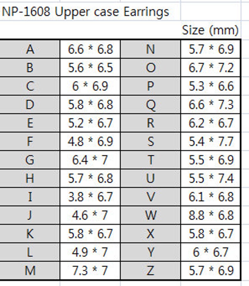 2pcs I NP-1608 Matt Rhodium Plated Alphabet Upper case | Etsy