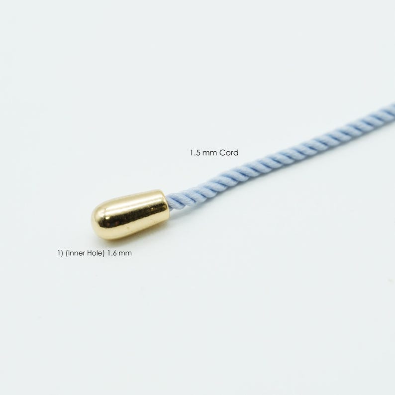 Teardrop Shaped Cord End Caps, NP-2803, Rhodium Plated Brass, Inner ...