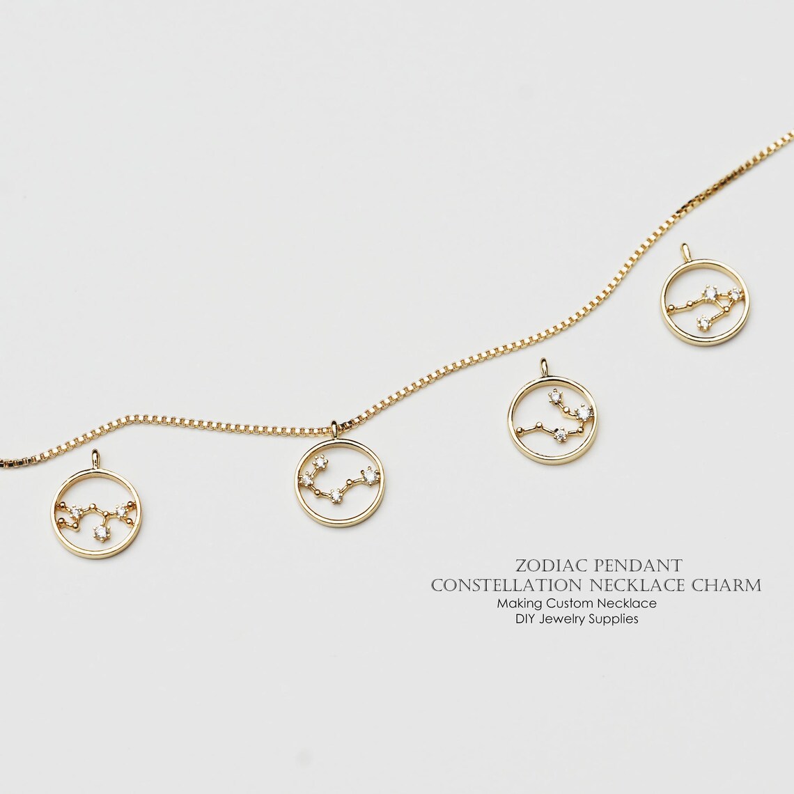 1pcs, Zodiac Pendant, NP-2581, Nickel Free Gold Plated Brass, 12mm CZ ...
