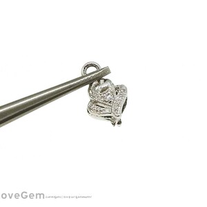 Rose Flower Pinch Bails, NP-1979, Rhodium Plated Over Brass, Pendant ...