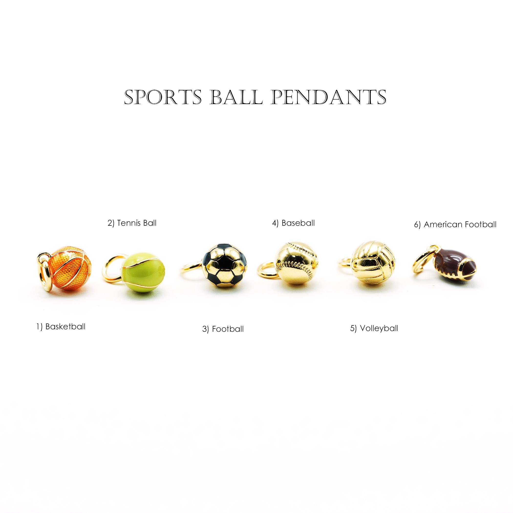 1PCS- Mini Enamel Sports Ball Pendants, NP-2631, Gold Plated Brass ...