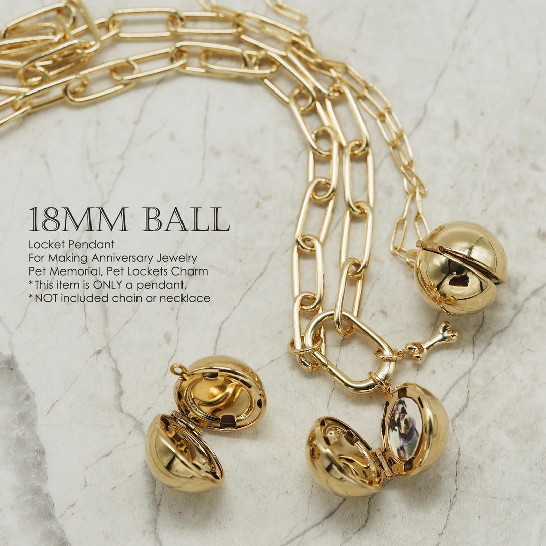 1pcs, NP-2252, Nickel Free Gold, 18mm Round Ball Locket Pendant, Large ...