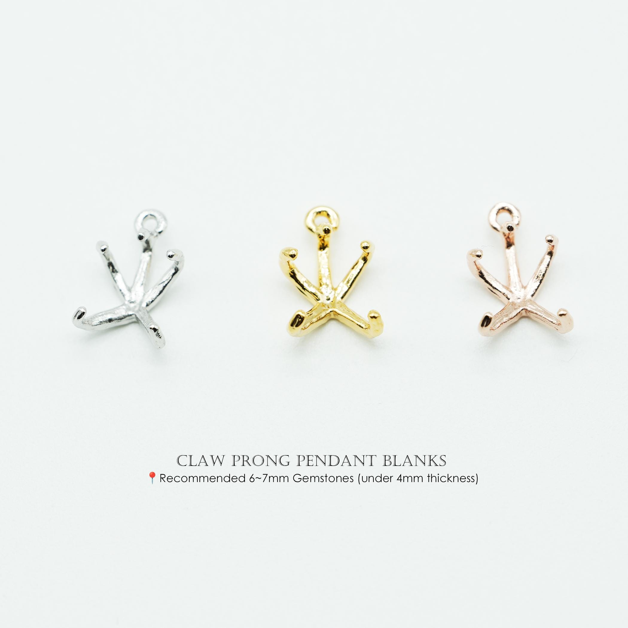 2PCS- Claw Prong Pendant Blanks, NP-2846, Plated Brass, 5 Prong Setting ...