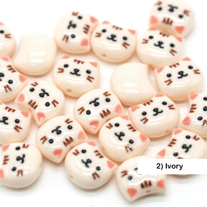 2PCS- Cute Animal Cats Resin Beads, AP-066, Kitten Charms, 12x11mm, Cat ...