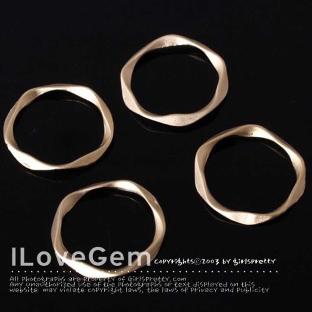 4pcs, NP-786 Matt Gold plated over Pewter, S-Size, 20mm Fancy Ring ...