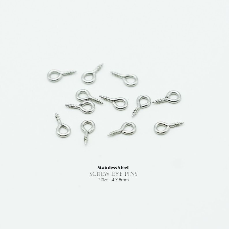 50PCS- Screw Eye Pins for Half Drilled Beads Pearl, ST-028, Stainless ...