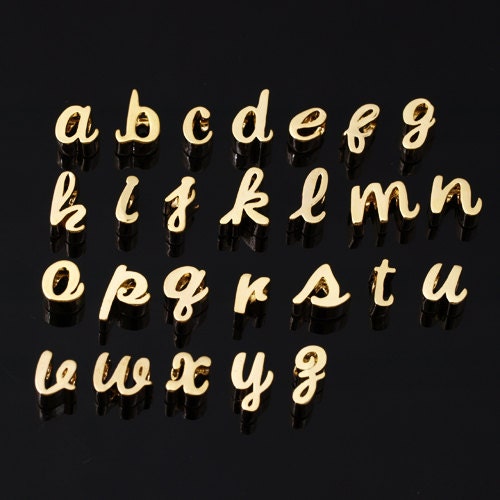 NP-1616-GO, Gold Plated, Cursive Alphabet, Lower Case, Pendant, T, 2pcs ...