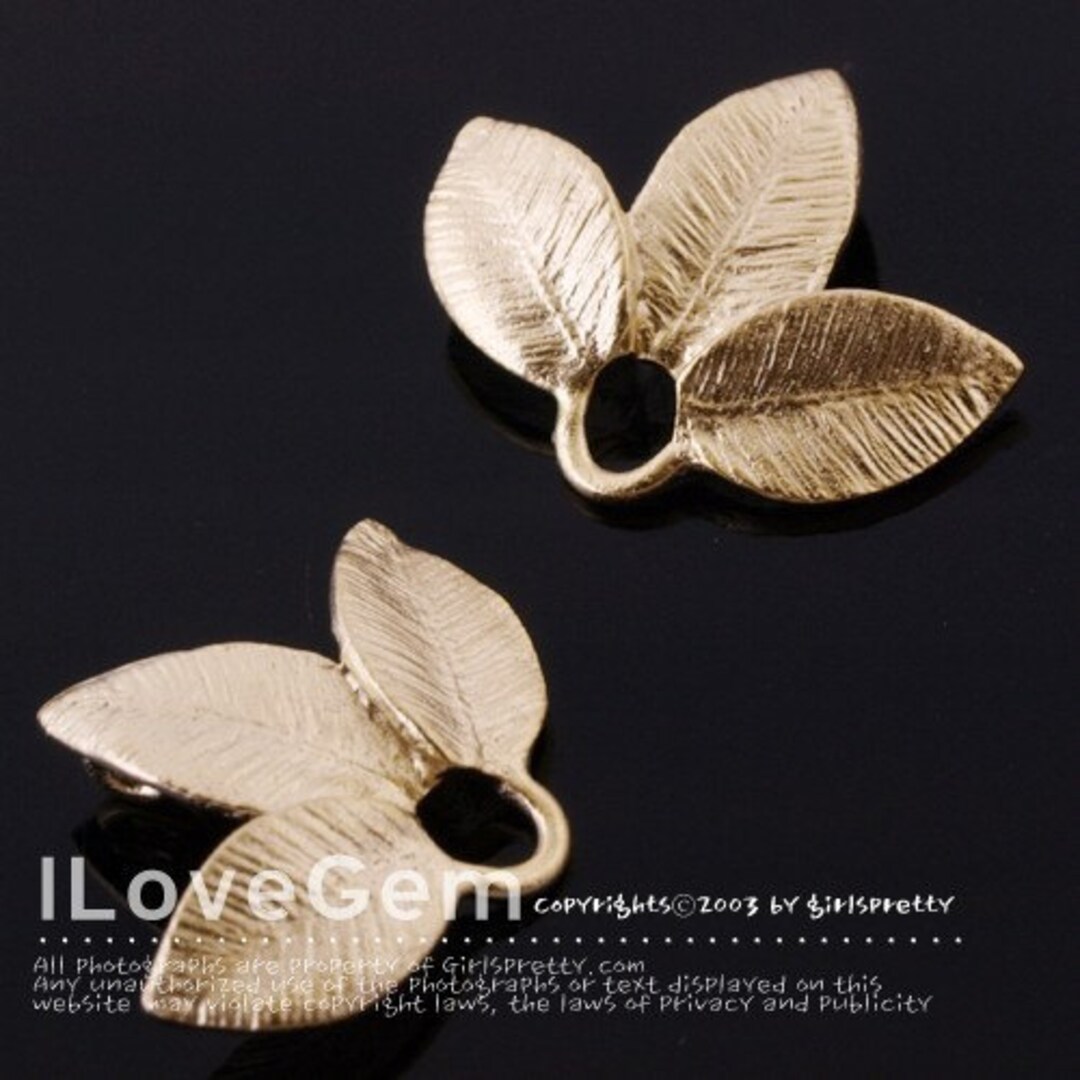 NP-768, Matt Gold Plated Over Brass, Mini 3 Leaves Connectors, Leaf ...