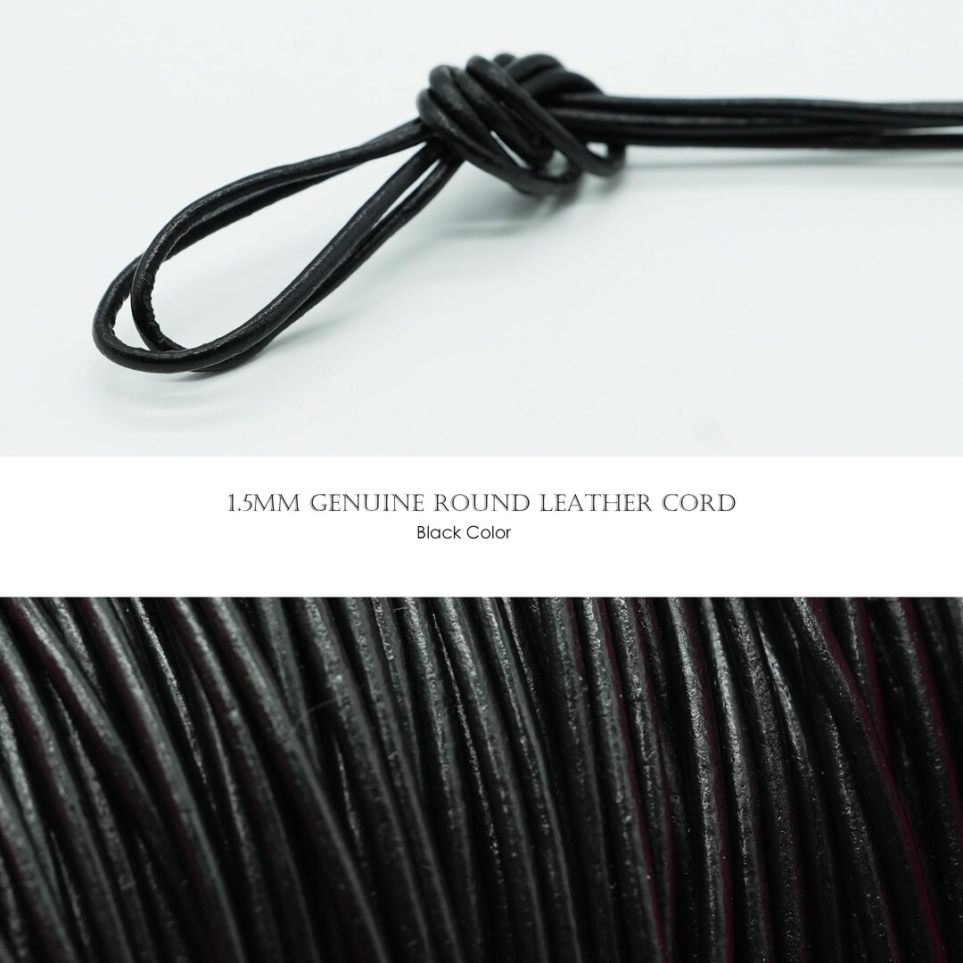1.5mm Genuine Round Leather Cord, Black Leather String for Jewelry ...