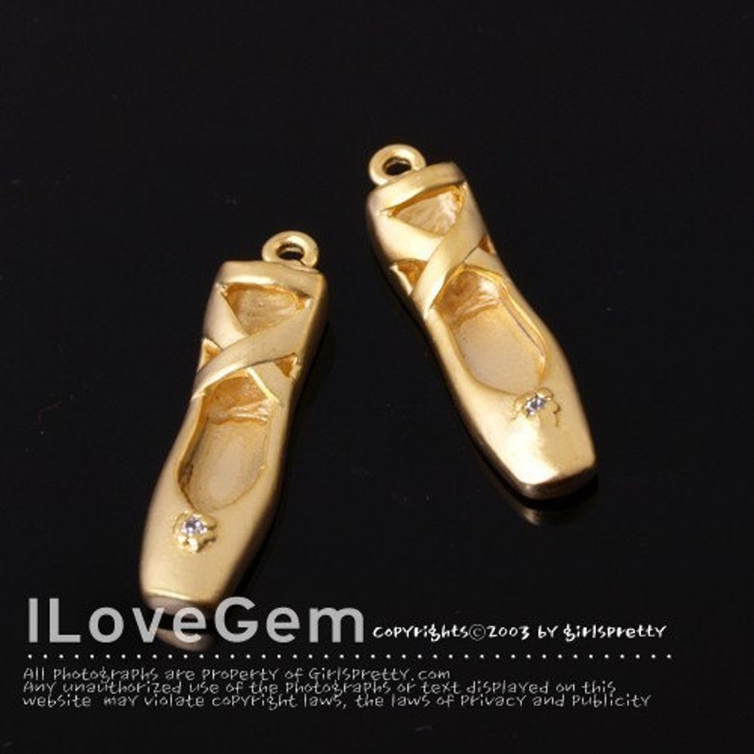 Ballet Toe Shoes Mini Pendant, P936, Matte Gold Plated Brass, Ballerina ...