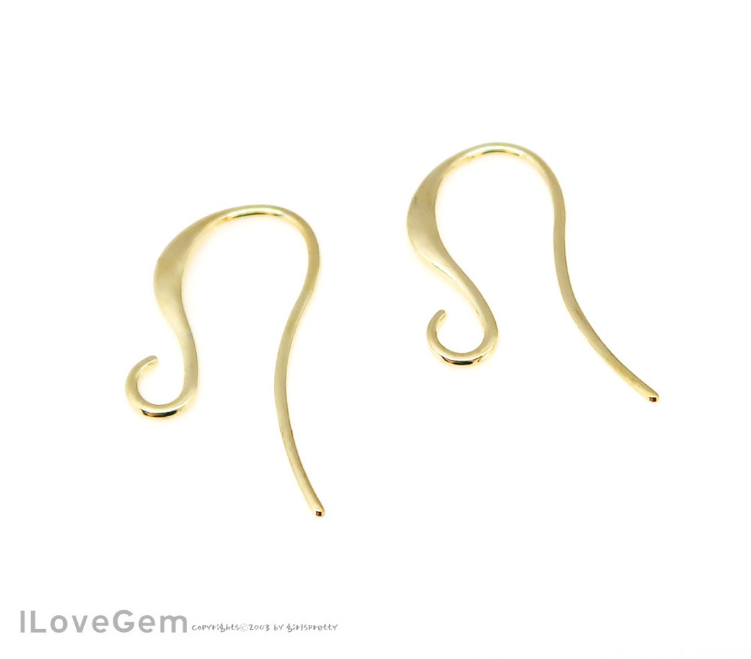 Ear Hooks, NP-1577, Glossy Gold Plated Over Brass, Ear Wires, Earring ...