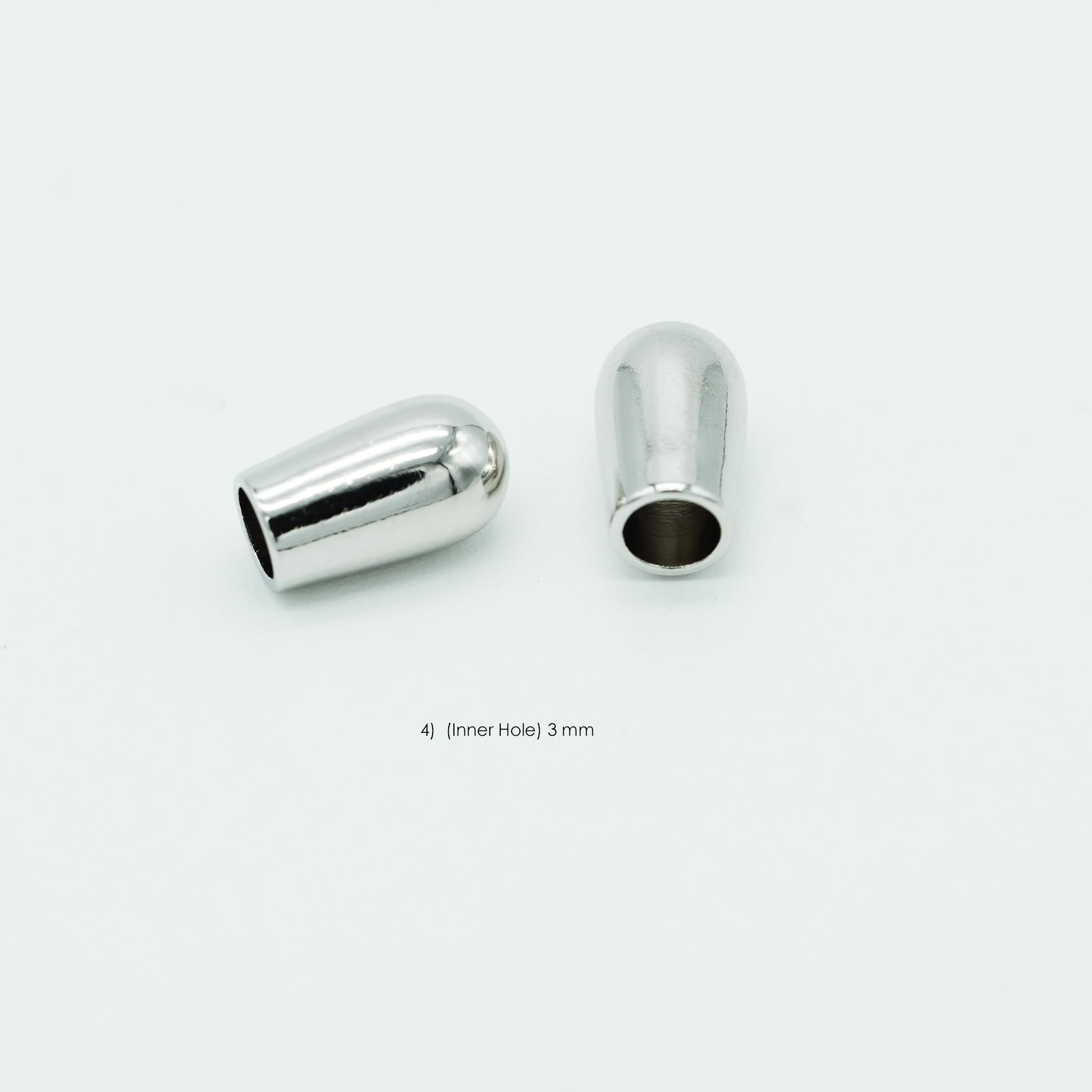 Teardrop Shaped Cord End Caps, NP-2803, Rhodium Plated Brass, Inner ...