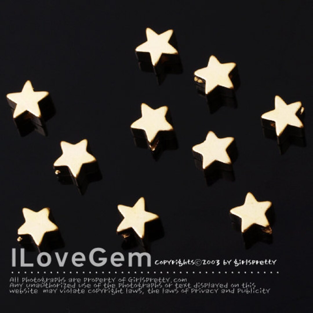 8pcs, NP-1330 Matt Gold Plated, 5mm Mini Star Beads, Tiny Star Pendant ...