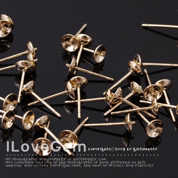 Sale/20pcs// NP-1563 Gold Plated 5mm Cup With Peg Earrings - Etsy
