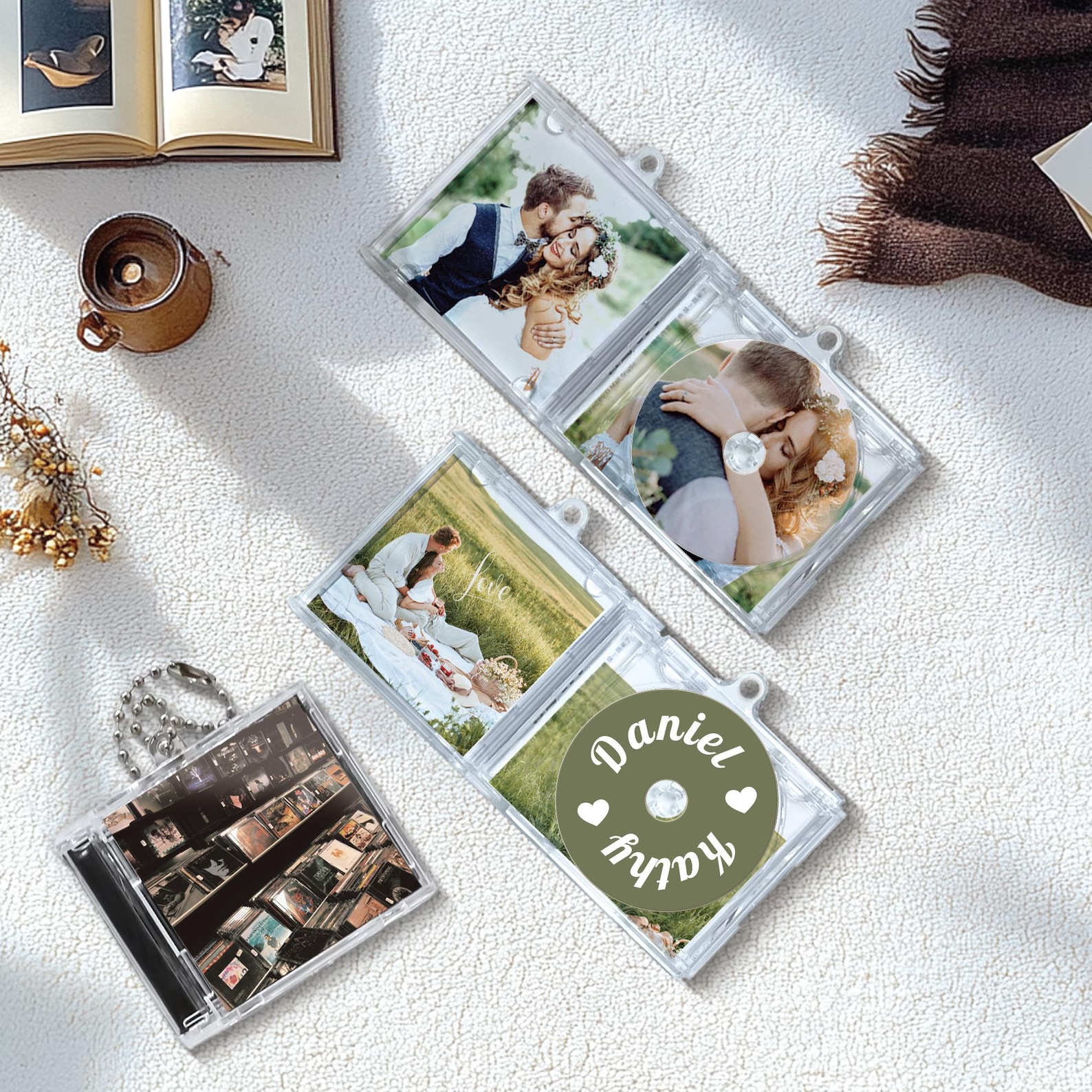 Custom NFC Mini Album CD Keychain, Personalized Photo Music Gift, Play ...