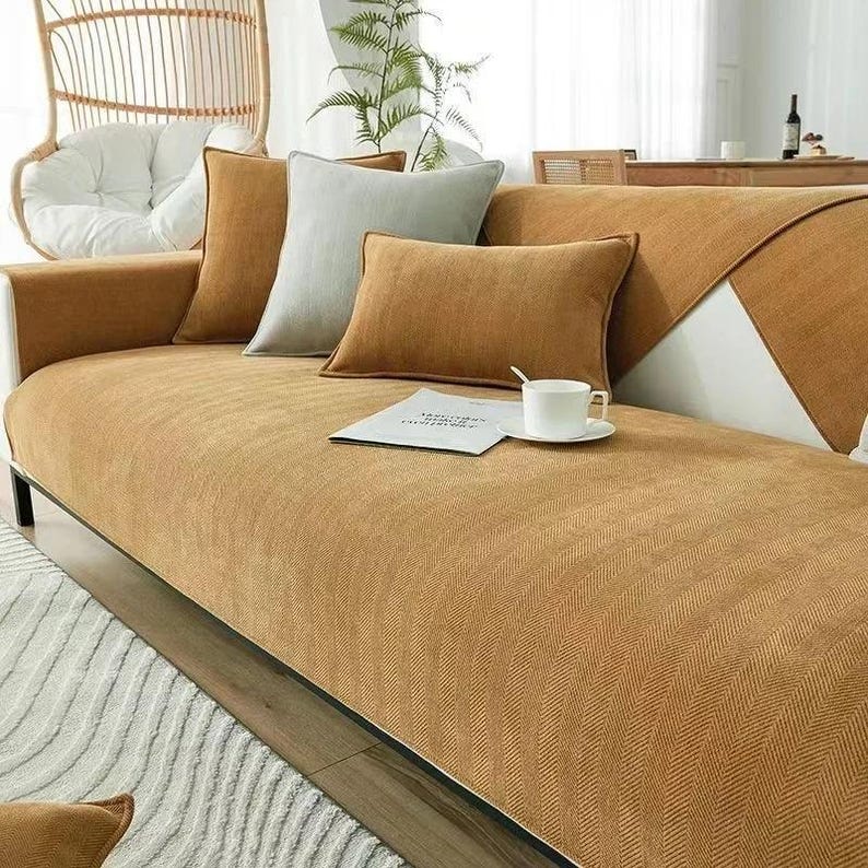 Solid Color Sofa Cover Elegant and Durable, Sofa Cover Four Season ...