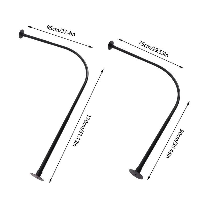 L-shape Shower Curtain Rod Durable Shower Curtain Rail With Shower ...