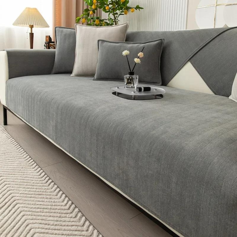 Solid Color Sofa Cover Elegant and Durable, Sofa Cover Four Season ...