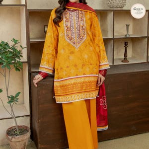 3 Piece Suit, Pakistani Salwar Kameez, Embroidered and Embellished Lawn ...