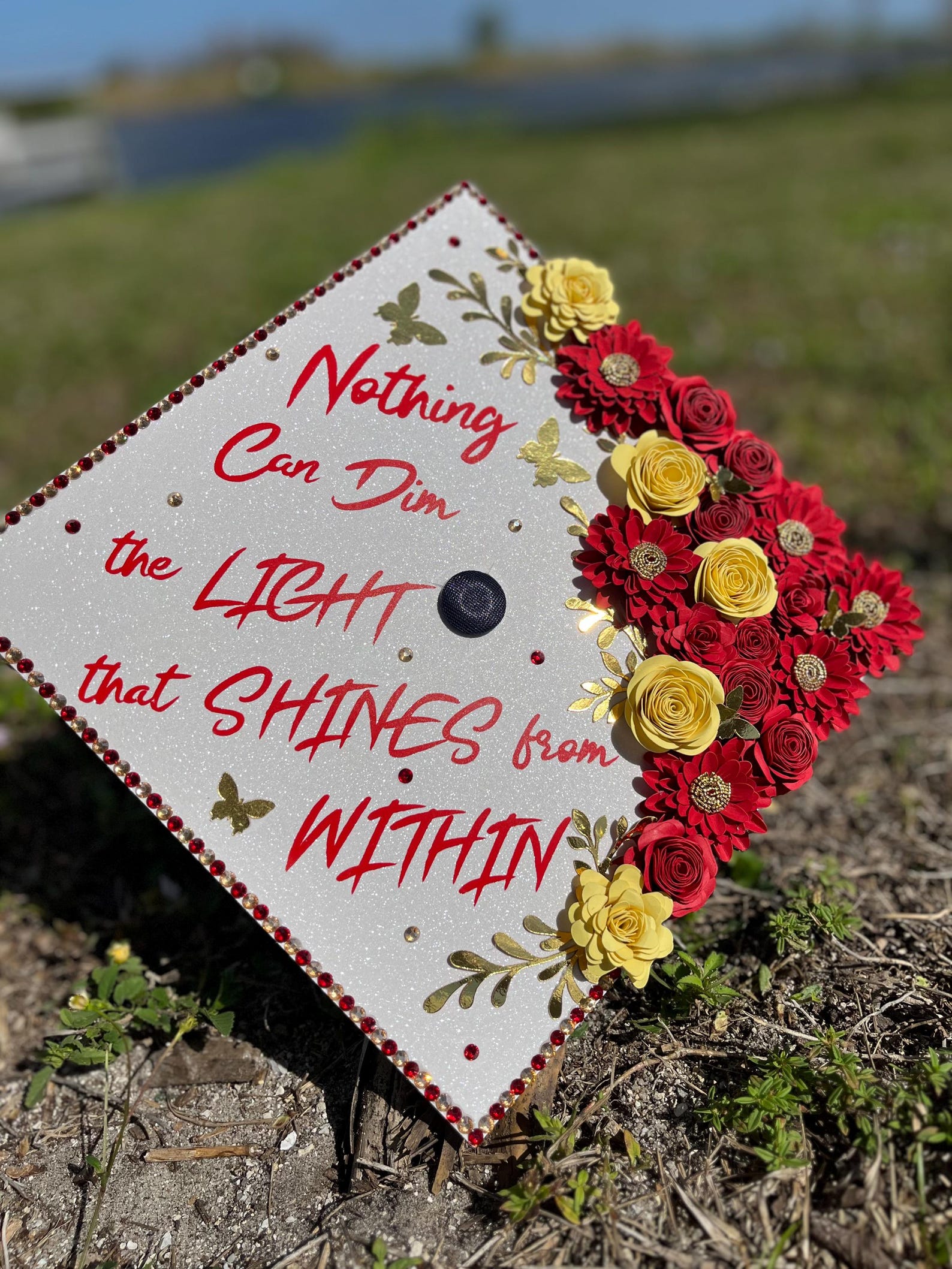 Custom Decorated Graduation Cap Topper, Flowers, Rhinestones - Etsy