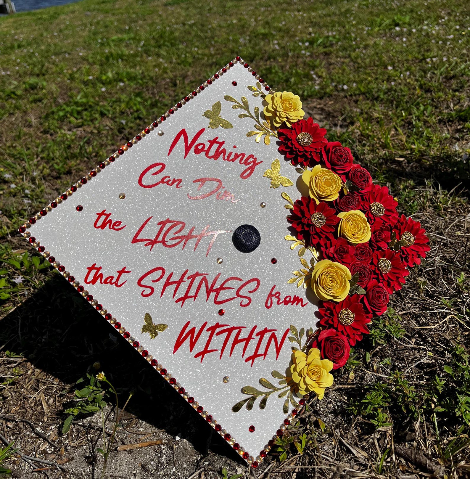 Custom Decorated Graduation Cap Topper, Flowers, Rhinestones - Etsy