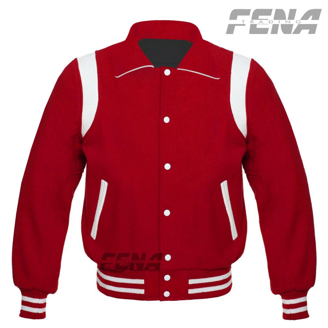 Women's Letterman Retro Varsity, Cardinal Wool White Leather Stripe ...