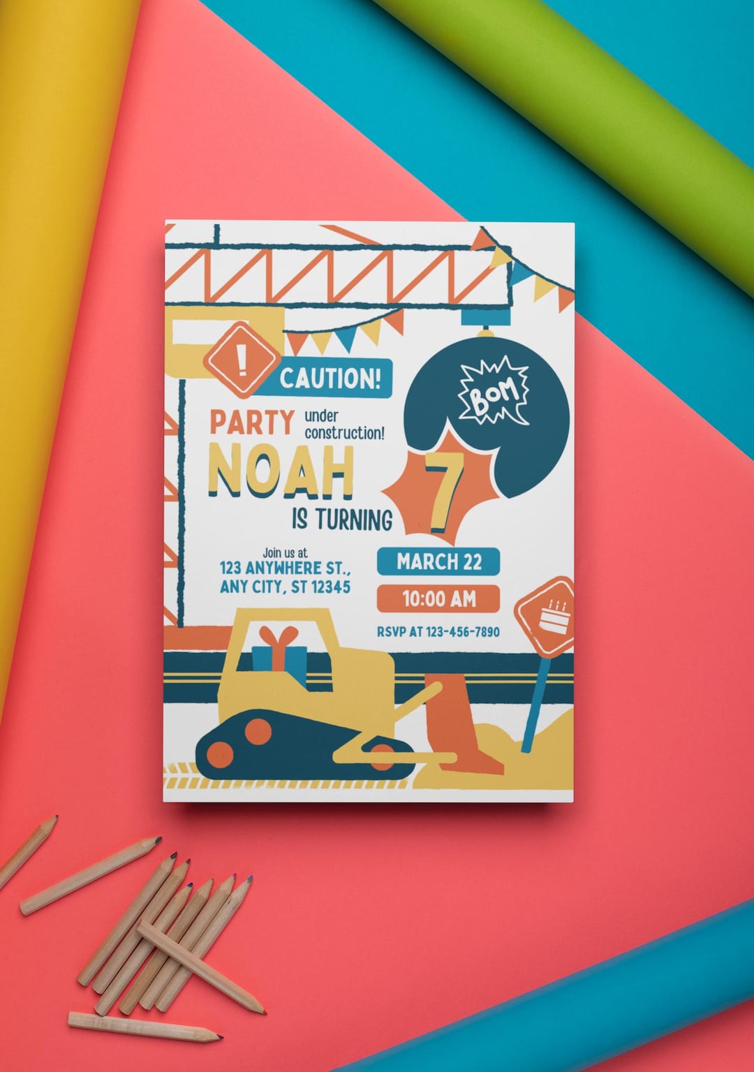 Construction Birthday Invitation | Under Construction Party Invite ...