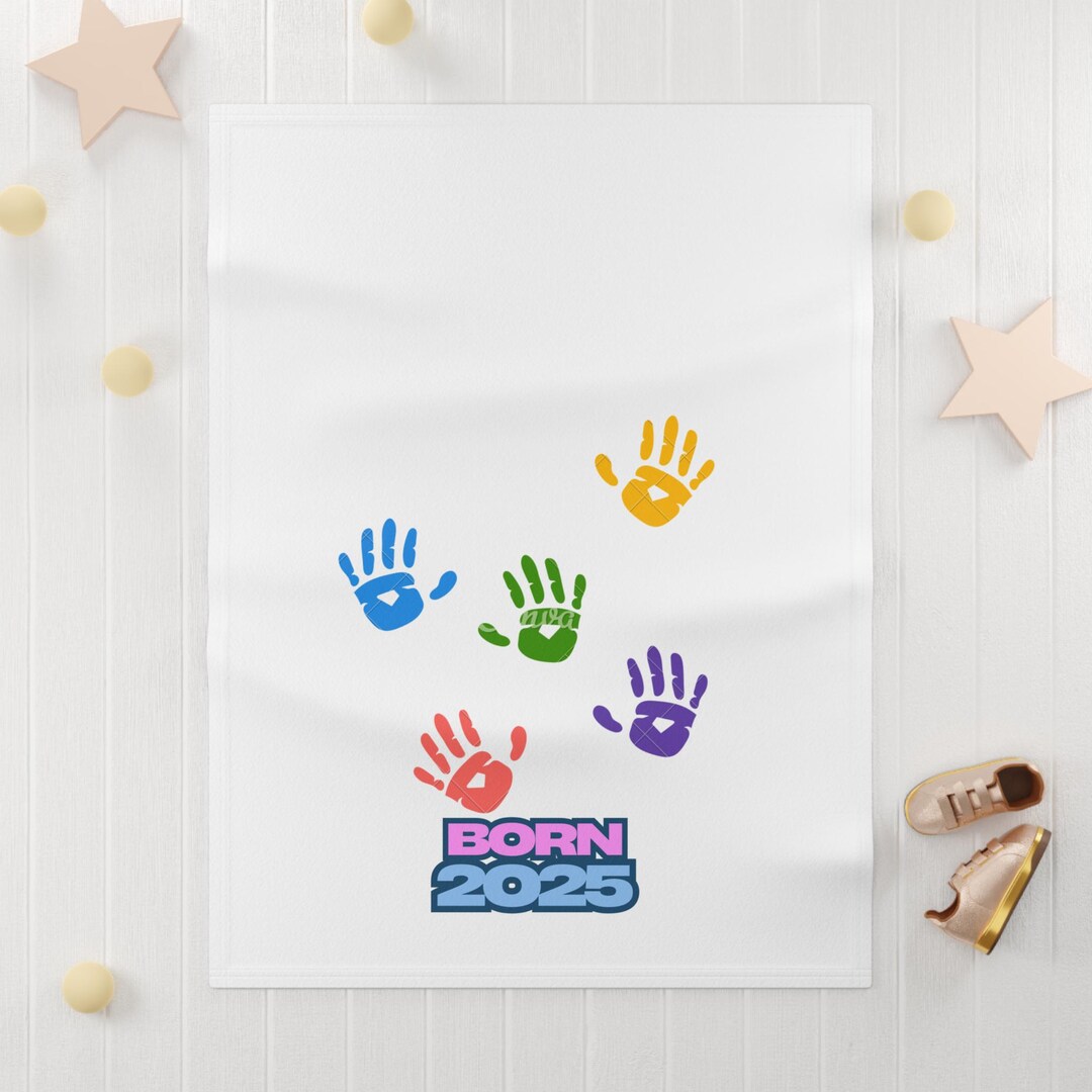 Colorful Handprint Baby Blanket, Newborn Gift, Soft Fleece Nursery ...