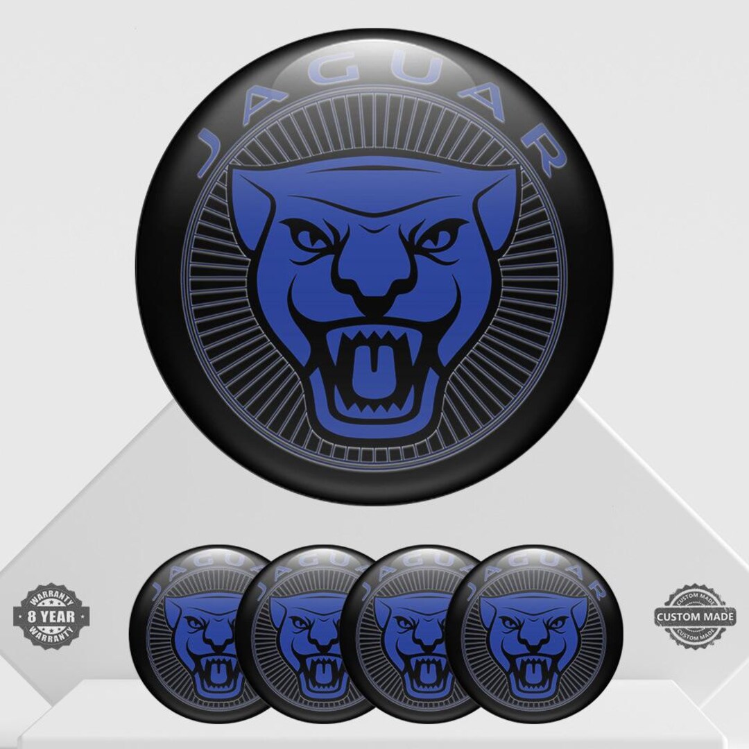 4 X Jaguar Wheel Center Cap Stickers 3D Self Adhesive Emblem Domed High ...