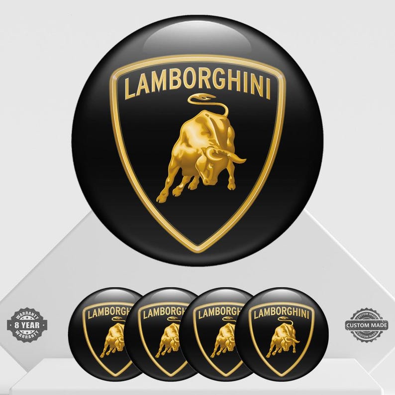 Lamborghini Wheel Center Caps: 3D Gel Stickers, Self Adhesive (4 Pcs ...