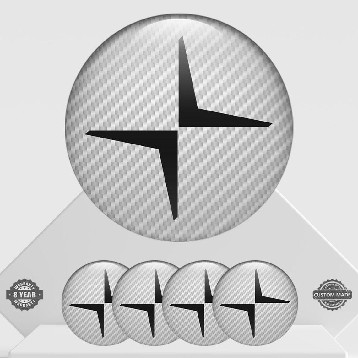 4 Pcs Volvo Polestar Domed Epoxy Resin Stickers Wheel Center Caps 3D ...