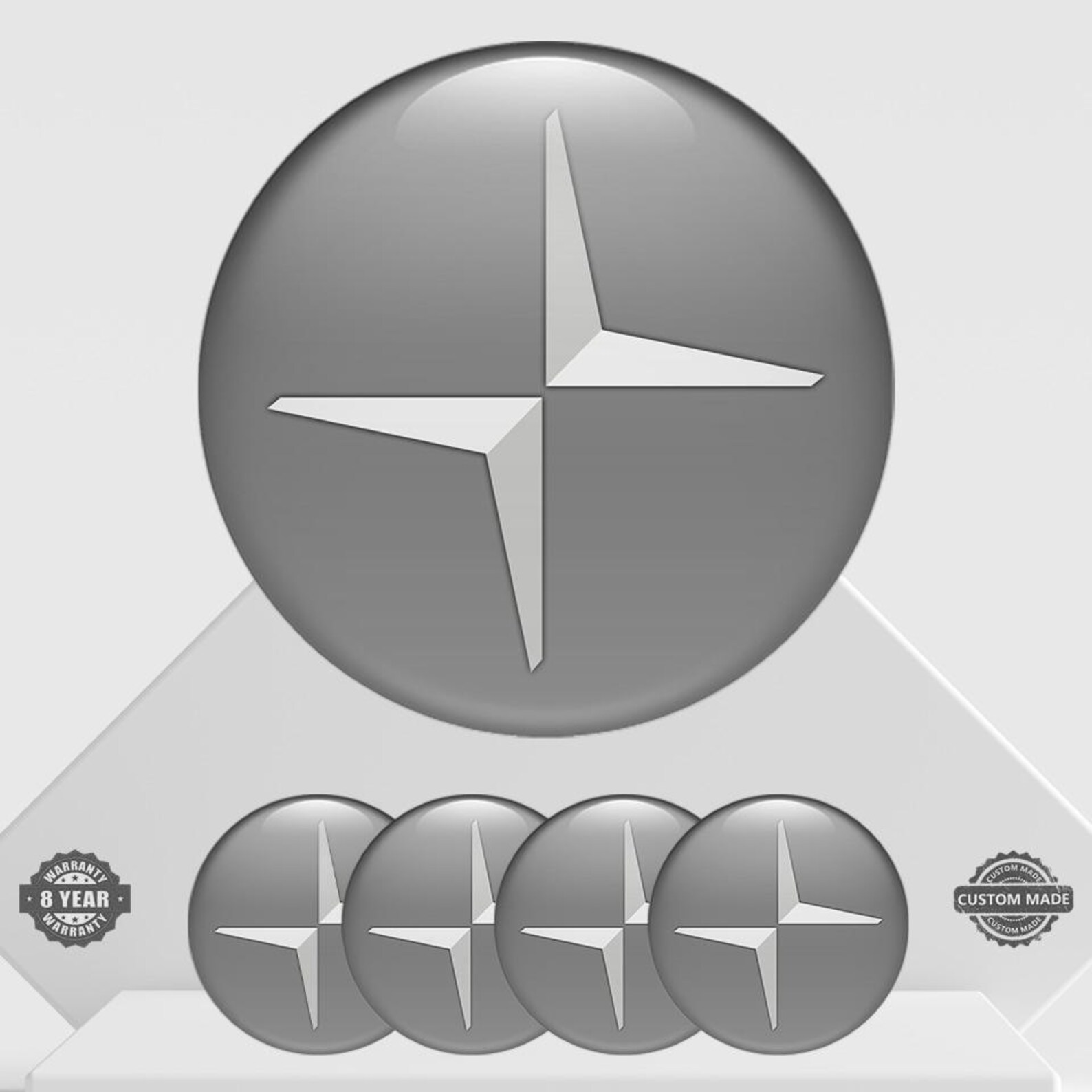 4 Pcs Volvo Polestar Domed Resin Self Adhesive Stickers 3D Gel Silicone ...