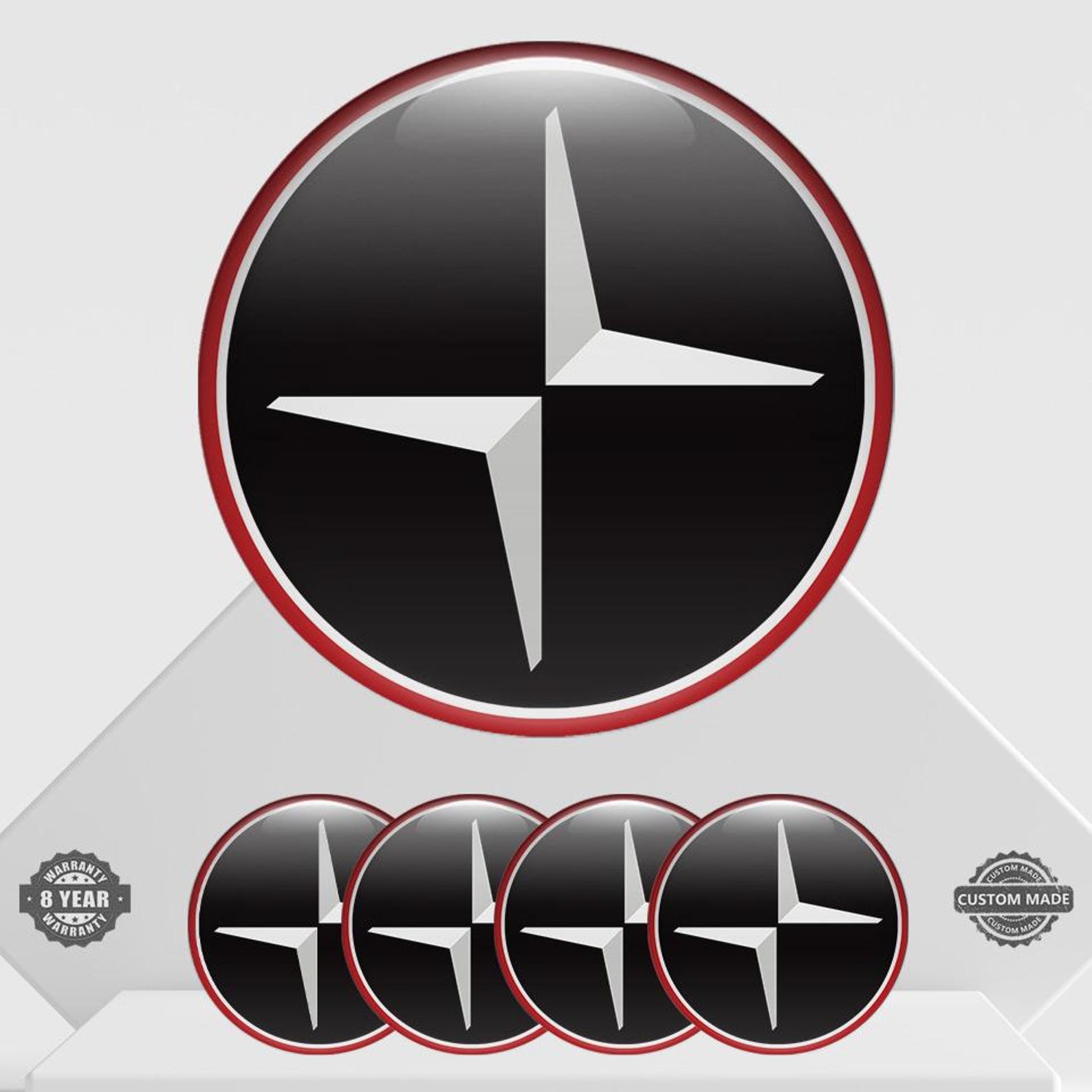 4 Pcs Volvo Polestar Domed Epoxy Resin Stickers Wheel Center Caps 3D ...