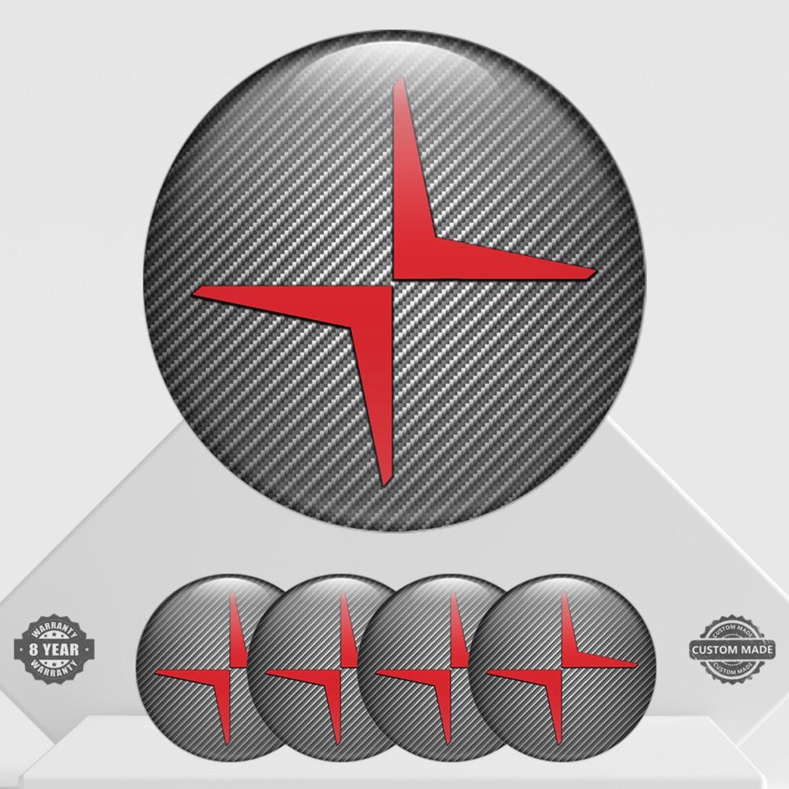 4 Pcs Volvo Polestar Domed Resin Self Adhesive Stickers 3D Gel Silicone ...