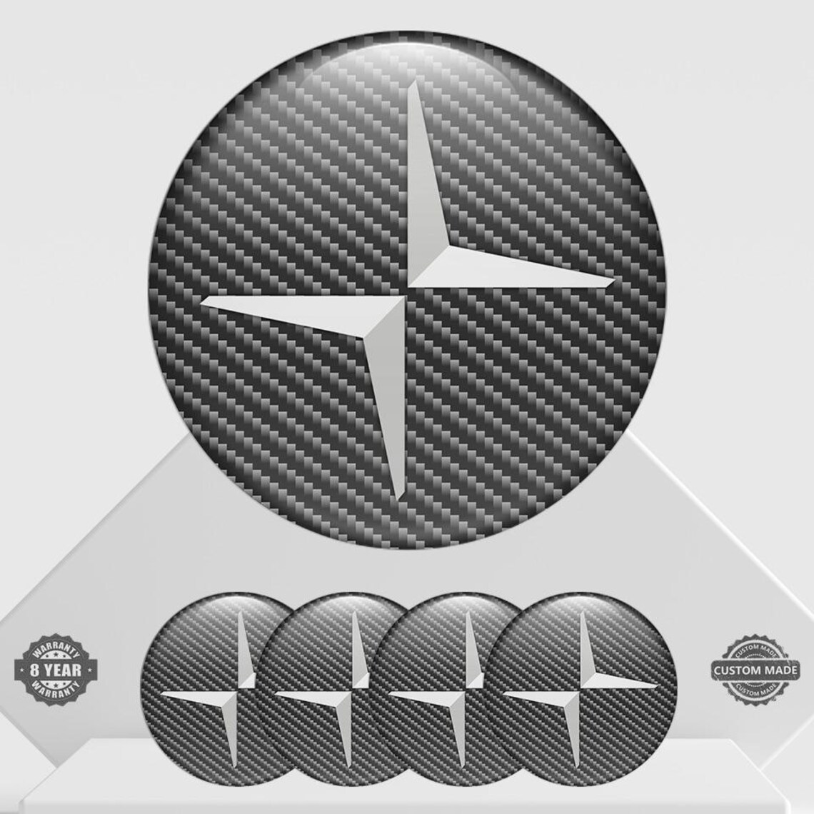 4 Pcs Volvo Polestar Domed Epoxy Resin Stickers Wheel Center Caps 3D ...