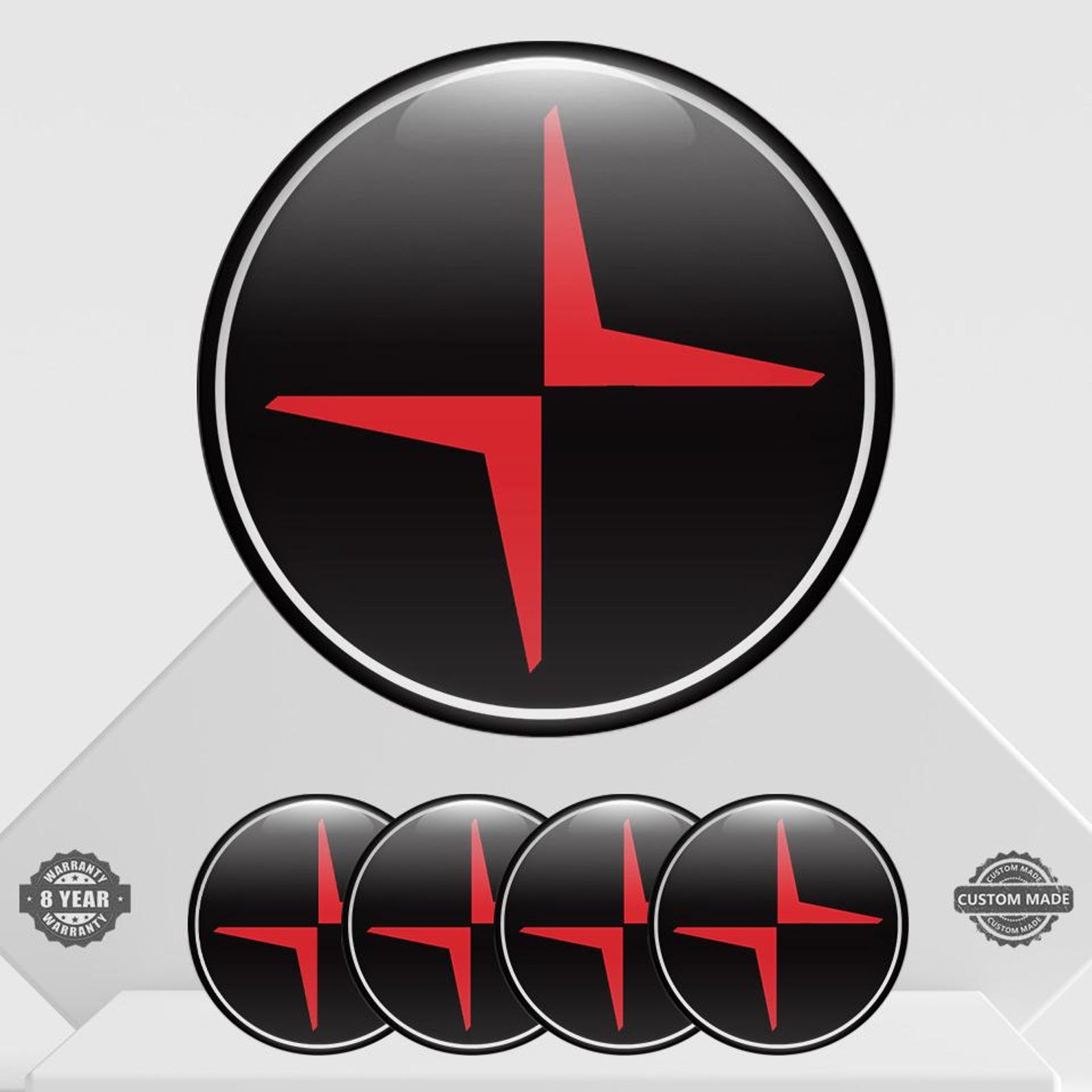 4 Pcs Volvo Polestar Domed Epoxy Resin Stickers Wheel Center Caps 3D ...