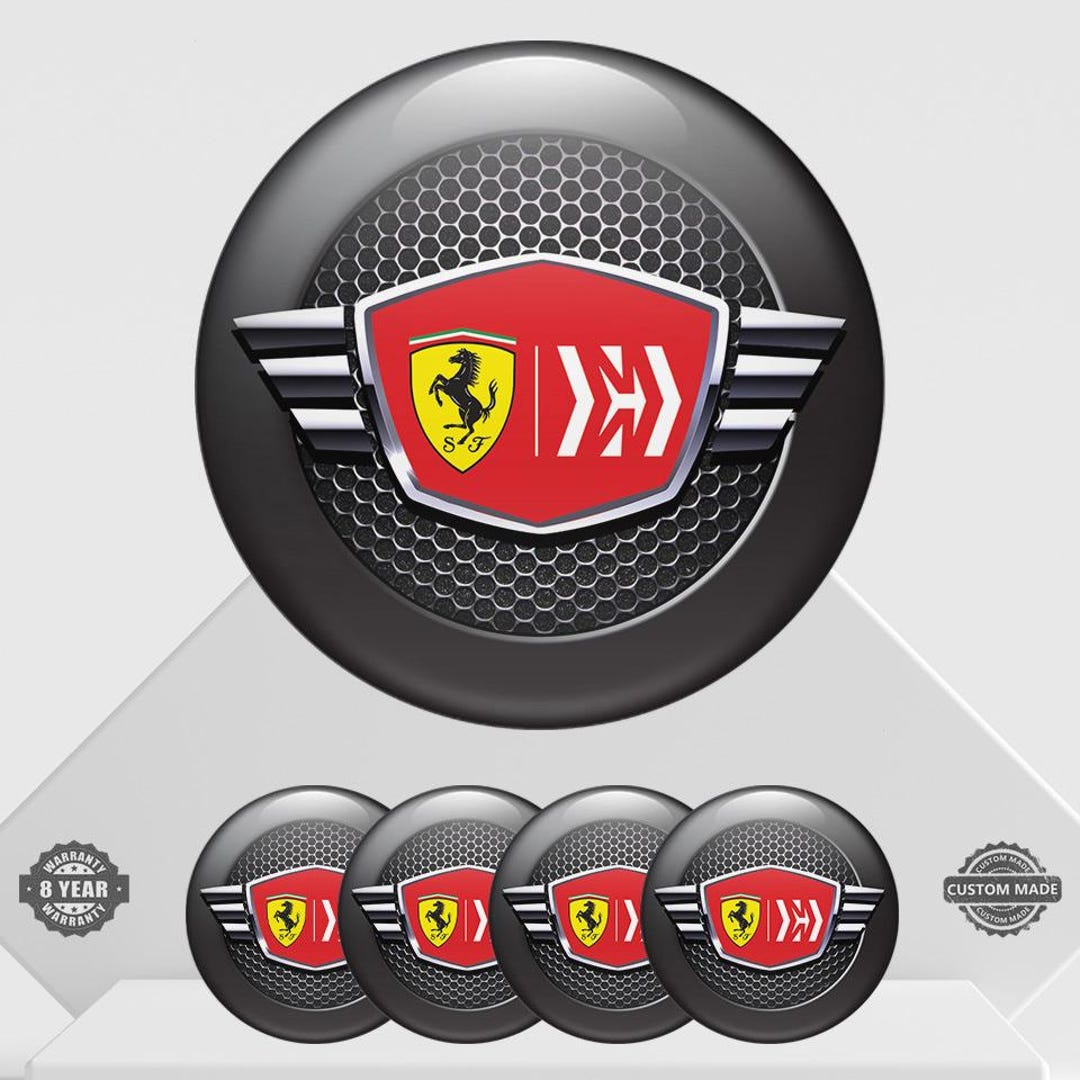 4 X Ferrari Domed Emblems Center Cap Stickers/ Wheel Center Hub Caps of ...