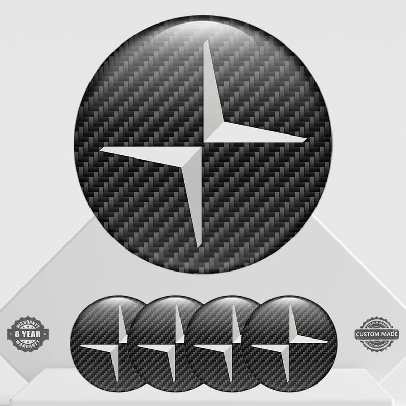 4 Pcs Volvo Polestar Domed Epoxy Resin Stickers Wheel Center Caps 3D ...